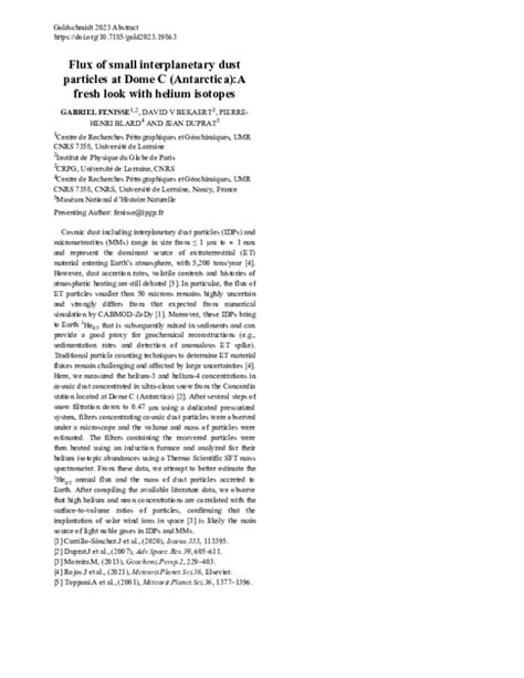 Pdf Flux Of Small Interplanetary Dust Particles At Dome C Antarctica
