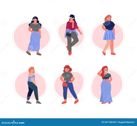 Attractive Plus Size Girl In Swimsuit On Beach Body Positive Concept Vector Illustration