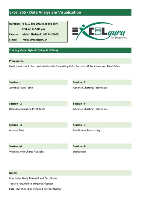 Excel Guru On Linkedin Excel 365 Data Analysis And Visualization 9 And 10 September 2023 Sat