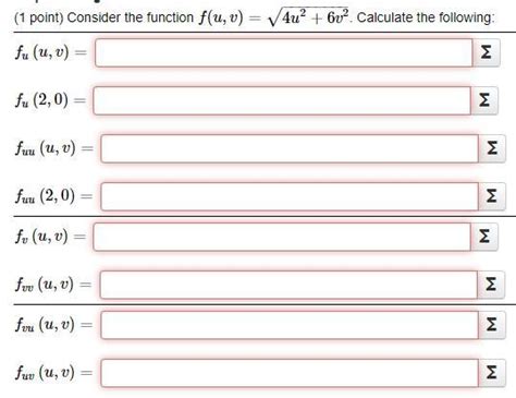 solved 1 point consider the function f u v 4u2 6v2