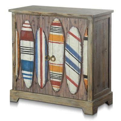 Stylecraft Key West Gray Driftwood Painted Surfboard Print Accent