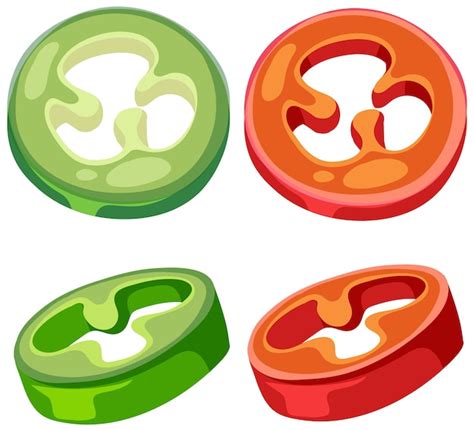 A Clipart Image Featuring Four Different Slices Of Vegetables Two