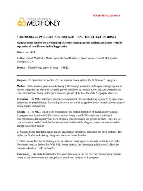 Maddox Cooper Strepococcus Pyogenes And Biofilms Pdf Biofilm