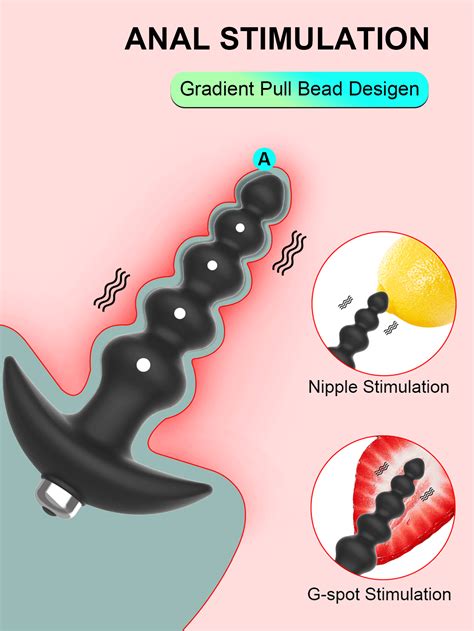 Vibrating Anal Beads Butt Plug Flexible Silicone 10 Vibration Modes