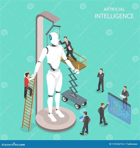 Artificial Intelligence Flat Isometric Vector Stock Vector