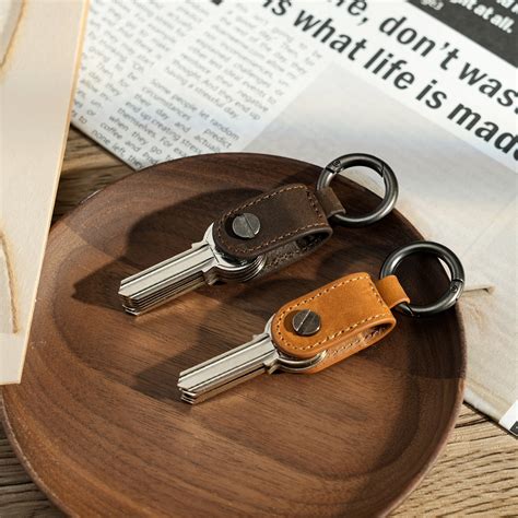 Minimalist Leather Key Organizer Compact Crazy Horse Keychain Etsy