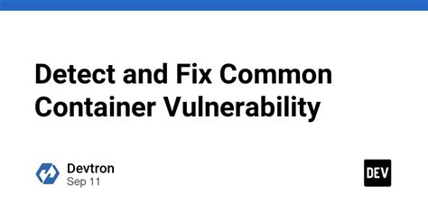 Detect And Fix Common Container Vulnerability DEV Community