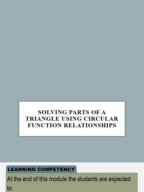 solving parts of a triangle using circular function pdf trigonometric functions triangle