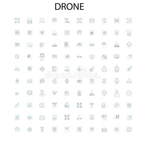 Drone Icons Signs Outline Symbols Concept Linear Illustration Line Collection Stock Vector