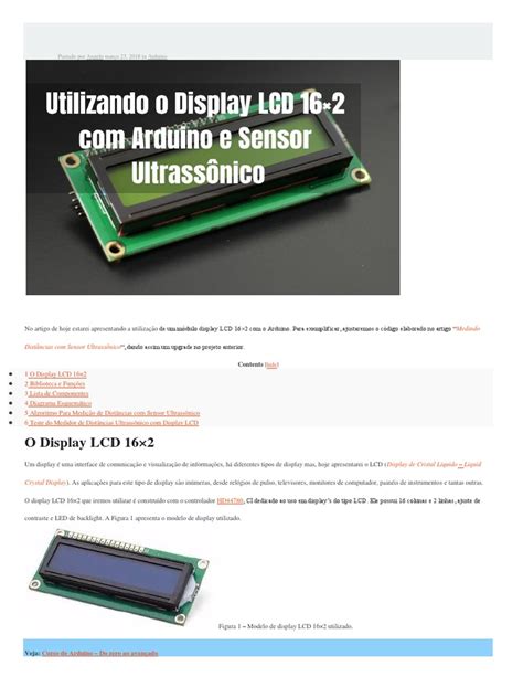 Display Lcd Com Sensor De Presença Download Grátis Pdf Arduino