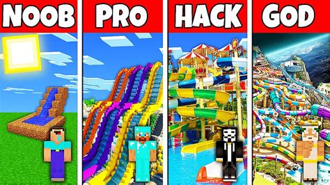 Minecraft Battle Noob Vs Pro Vs Hacker Vs God Aqua Waterpark Build