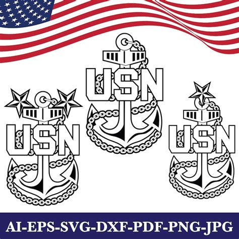 Us Navy Chief Anchor Line Art Vector Svg Ai Eps Dxf Png Etsy