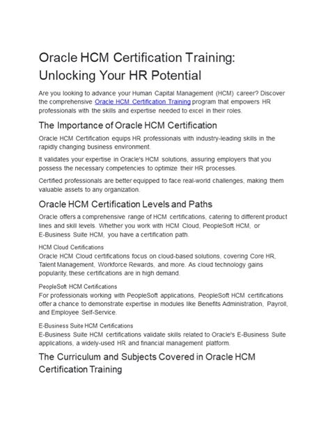 Ppt Oracle Hcm Certification Training Unlocking Your Hr Potential Powerpoint Presentation