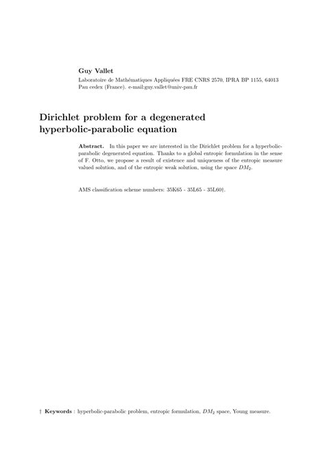 Pdf Dirichlet Problem For A Degenerated Hyperbolic Parabolic Equation