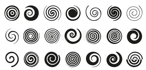 Ícones De Funil Ou Espiral Logo Do Vórtice Preto Conjunto Do Elemento Espiral Coleção De