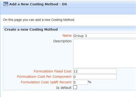 Costing Methods Formpak Software Software For The Formulation