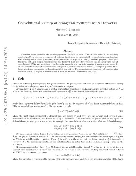 Pdf Convolutional Unitary Or Orthogonal Recurrent Neural Networks