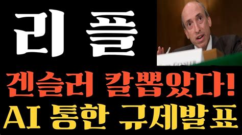 리플 코인 Sec 겐슬러 칼뽑았다 Ai인공지능 통한 규제 전격발표 아비규환 리플목표가 리플호재 리플전망 리플코인