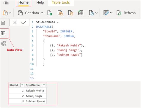 Datatable Function Dax Sql Bi Tutorials