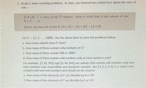 Solved 1 6 Pts Some Counting Problems In Class You Chegg Com