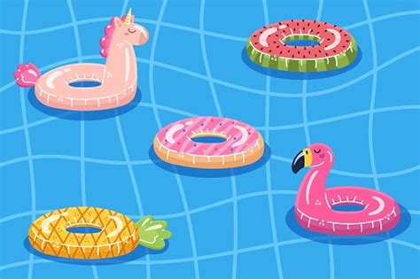 수영장에서 어린이와 성인을위한 풍선 수영 반지 핑크 플라밍고 도넛 만화 벡터 일러스트레이션유니콘 공기 주입에 대한 스톡 벡터 아트 및 기타 이미지 Istock
