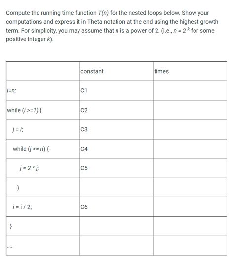 Solved Compute The Running Time Function T N For The Nested Chegg