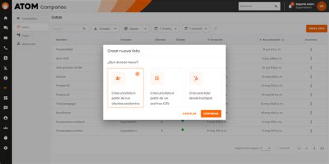 Listas de Campañas Carga Edición y Duplicación