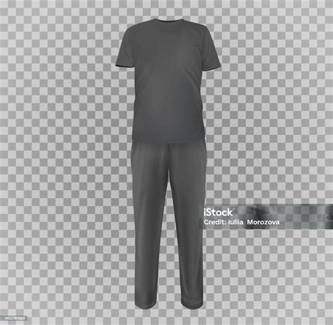 현실적인 회색 캐주얼 스포츠 슈트를 설정합니다 투명한 배경에 격리된 기본 옷 남자 또는 여자 패션을 브랜딩하기 위한 빈 모형