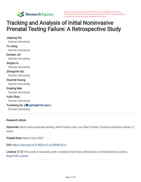 Pdf Tracking And Analysis Of Initial Noninvasive Prenatal Testing