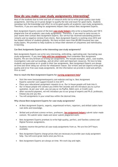 How Do You Make Case Study Assignments Interesting By My Assignment