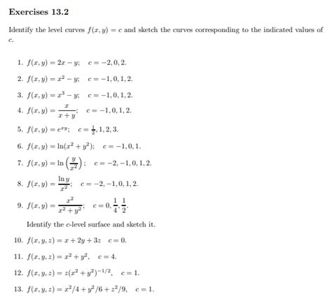 Solved Exercises 13 2 Identify The Level Curves F X Y C