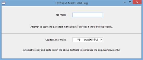 textfield input masks ctrl any key random ascii characters