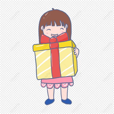 어린 소녀 선물을 들고 Png 일러스트 무료 다운로드 Lovepik