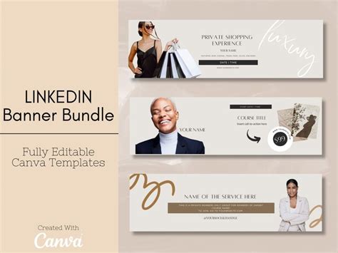Linkedin Banner Canva Template Bundle Editable Banner Professional Banner Minimalist