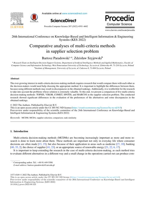 Pdf Comparative Analyses Of Multi Criteria Methods In Supplier Selection Problem