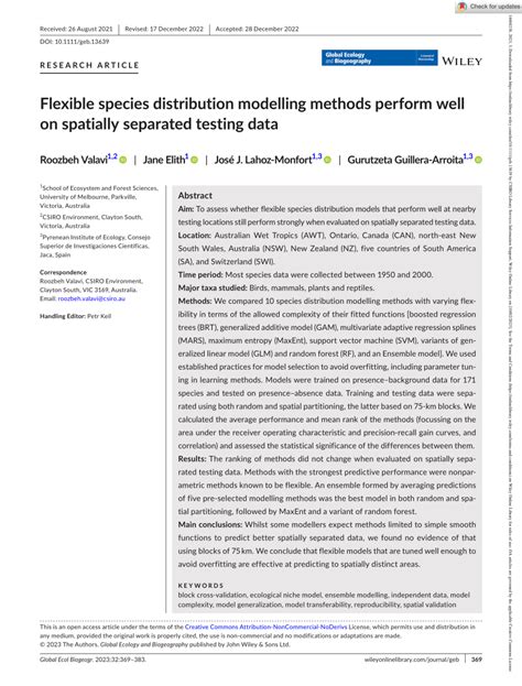Pdf Flexible Species Distribution Modelling Methods Perform Well On Spatially Separated