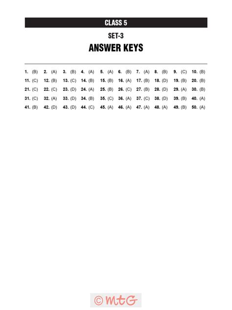 Class 5 Answer Key Set 3 Pdf