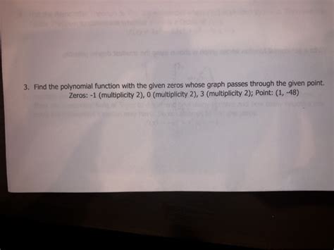 Solved 3 Find The Polynomial Function With The Given Zeros