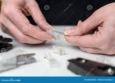 RJ LAN Cable Crimping Go To RJ Connector Crimping Connection Procedure UTP Cat Cable