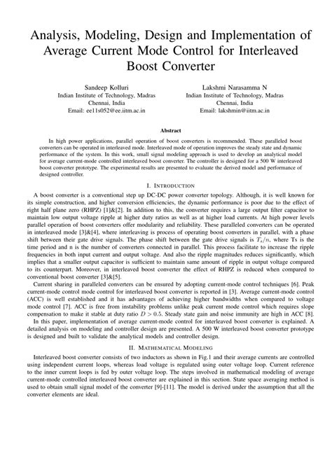 Pdf Analysis Modeling Design And Implementation Of Average Current