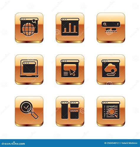 Set Search Engine Magnifying Glass With Check Mark Browser Window Ui Or Ux Design Laptop