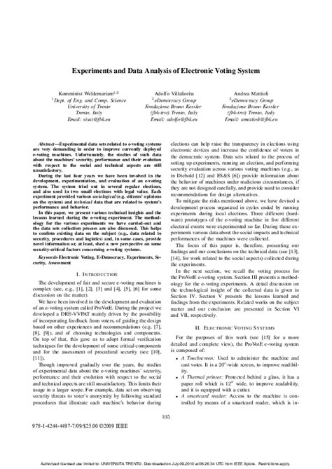 Pdf Experiments And Data Analysis Of Electronic Voting System