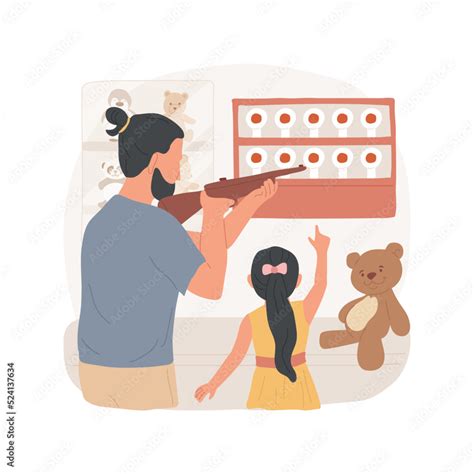 Shooting Gallery Isolated Cartoon Vector Illustration Funfair Riffle