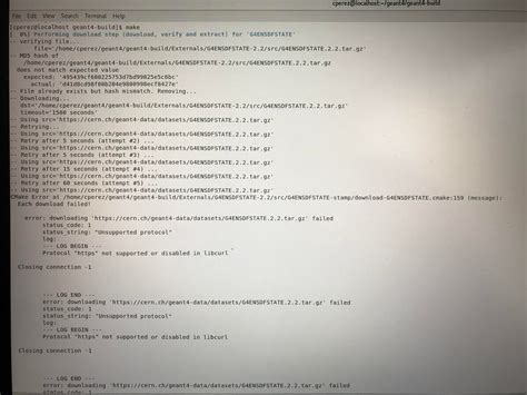 i m trying to install and build geant4 on the most recent version of centos7 but when i get to