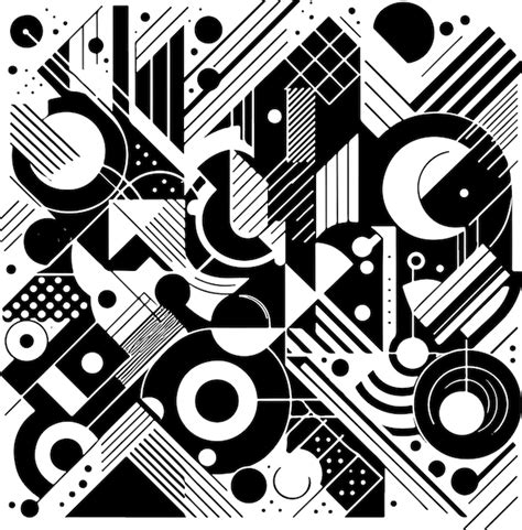 Premium Vector Black And White Abstract Geometric Composition