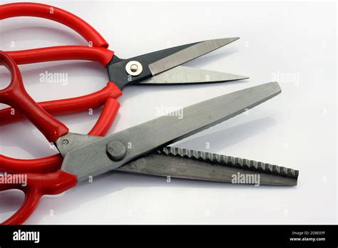 Tailoring Scissors Zigzag On A White Background Serrated Fabric Scissors Tools For Cutting