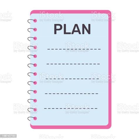 나선형으로 메모장 할 일 목록 플래너 의제 일정 체크리스트 노트북 카드 및 기타 문구류를 위한 템플릿입니다 계획 사무실 사업 작업 개념의 조직 0명에 대한 스톡 벡터 아트