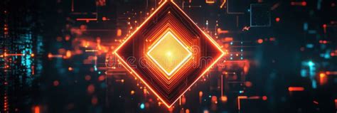 Visual Representation Of A Microchip With Neon Patterns And Glowing Effects In A Digital