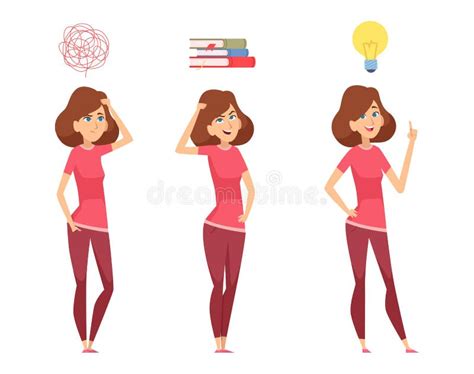 Woman Find Solution Thinking Girl Isolated Female Looking For Answers To Questions Vector