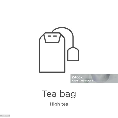 하이 티 컬렉션에서 티 백 아이콘 벡터입니다 얇은 라인 티 백 개요 아이콘 벡터 일러스트 레이 션 웹 사이트 디자인 및 모바일 앱 개발을 위한 개요 얇은 라인 티 백 아이콘